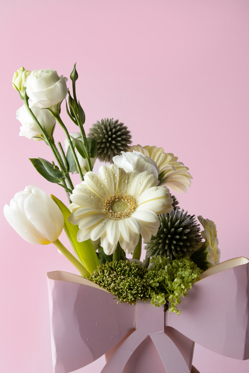Pink Bow Flower Gift – Gateau Gourmet