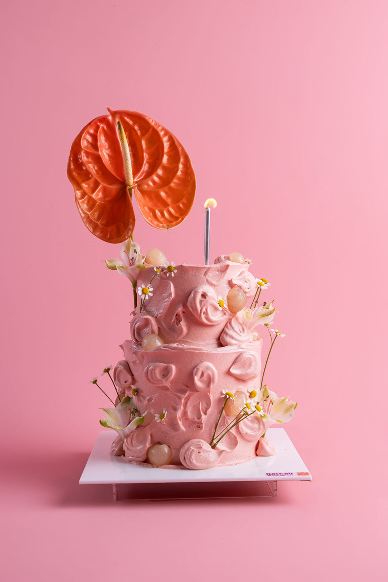Custom Birthday Cake Pink Floral Design with Candle | Gateau Gourmet