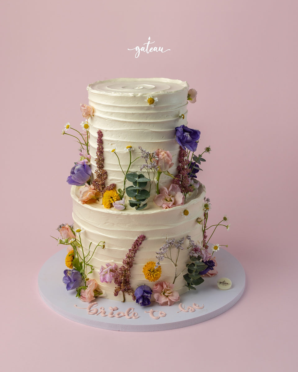 Bride To Be Cake with Fresh Flowers | Custom Wedding Cakes Near Me ...