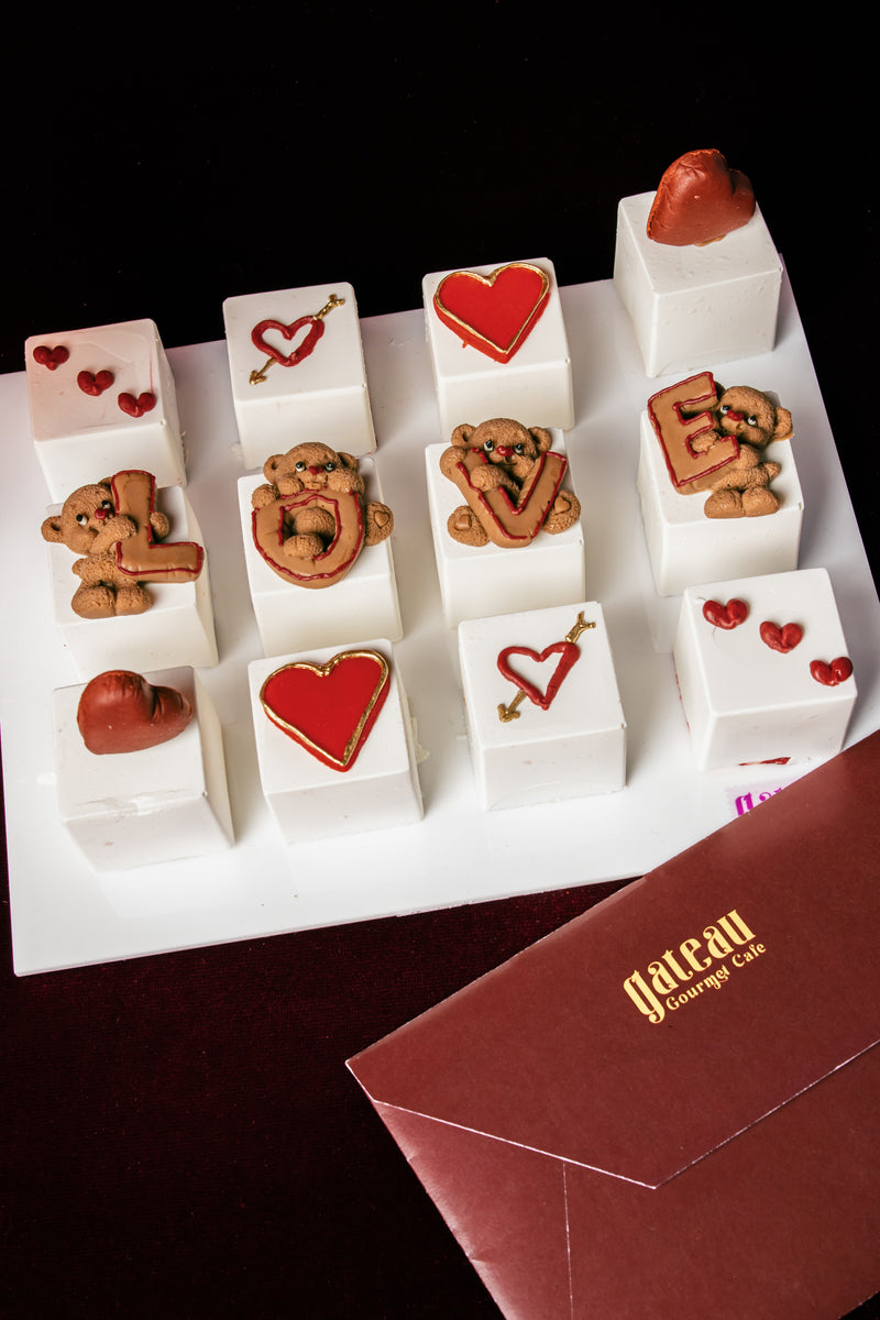 Unique Cube Cake Designs with Love-Themed Decorations | Gateau Gourmet
