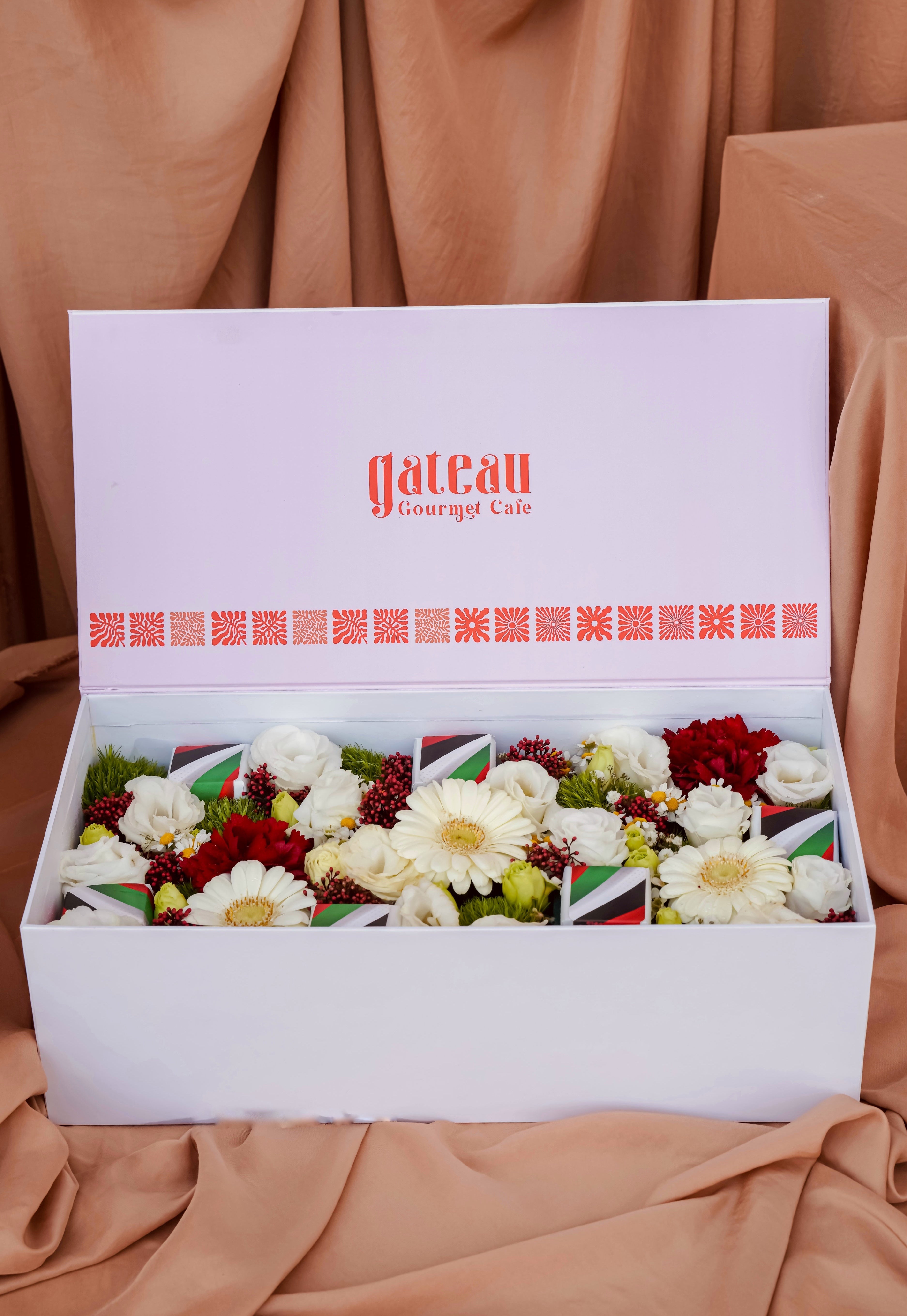 National Day Flower Box with Chocolates - Celebrate with Gateau Gourmet